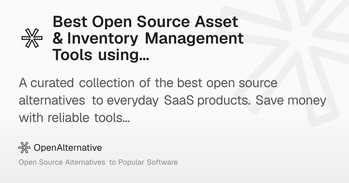 Best Open Source Asset & Inventory Management Tools using Tailwind in 2026