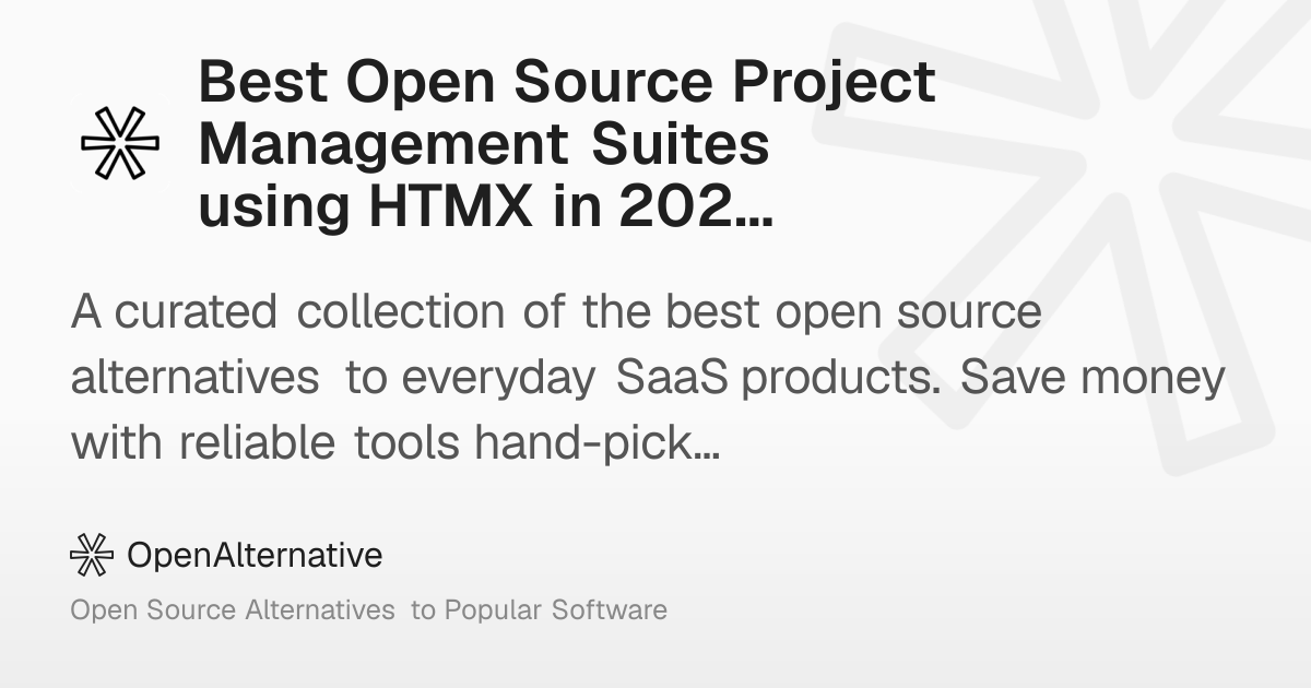 Best Open Source Project Management Suites using HTMX in 2026