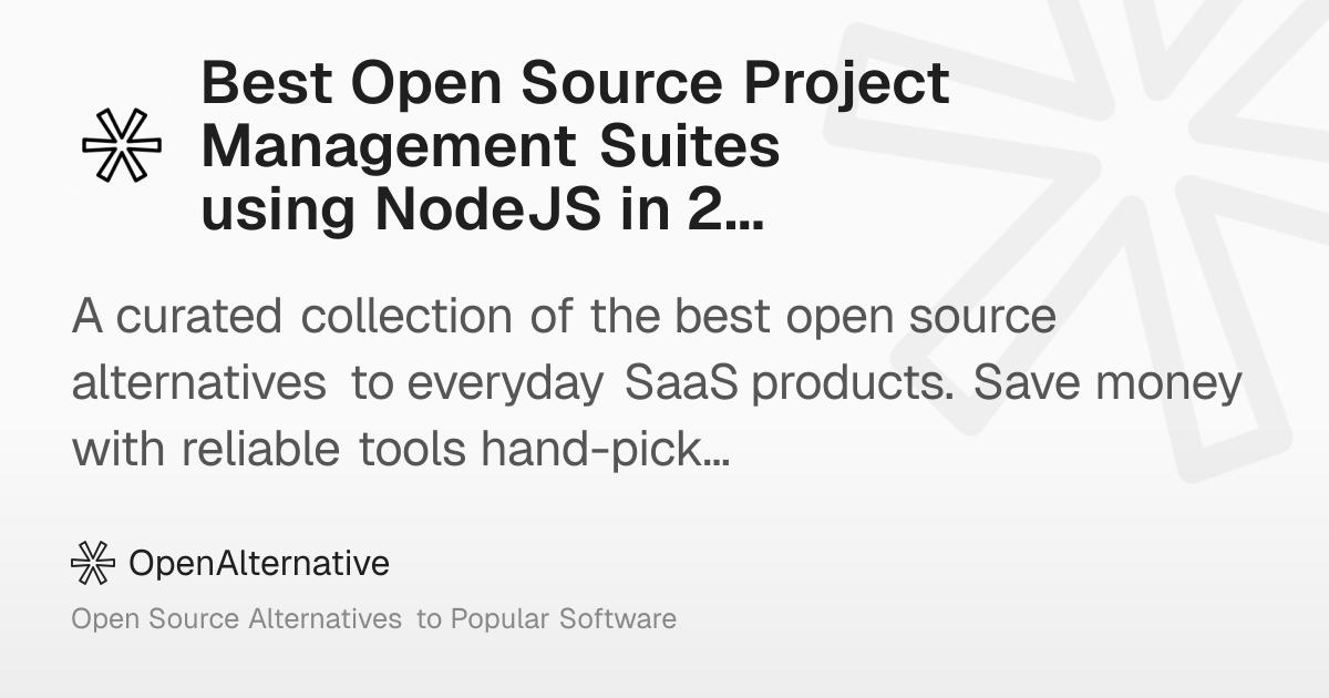 Best Open Source Project Management Suites using NodeJS in 2026