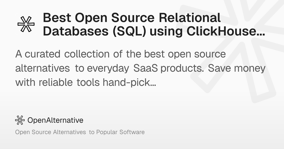Best Open Source Relational Databases (SQL) using ClickHouse in 2026