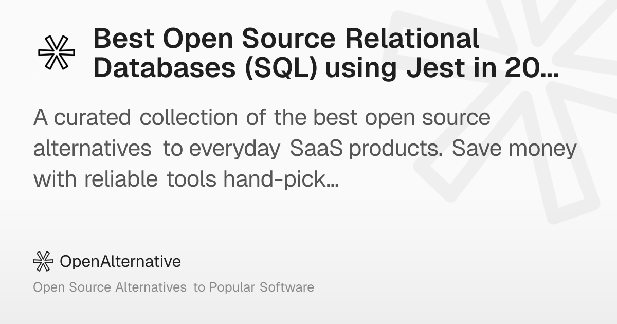 Best Open Source Relational Databases (SQL) using Jest in 2026