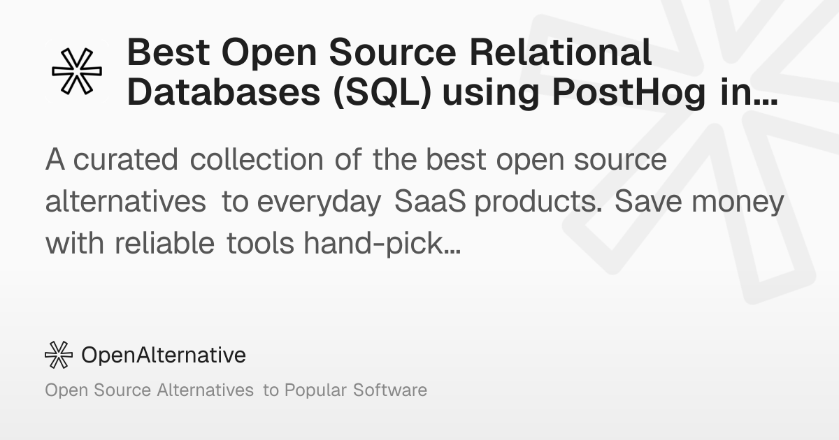 Best Open Source Relational Databases (SQL) using PostHog in 2026