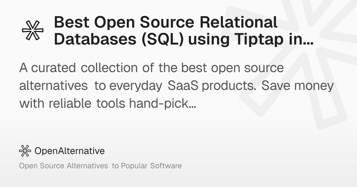 Best Open Source Relational Databases (SQL) using Tiptap in 2026