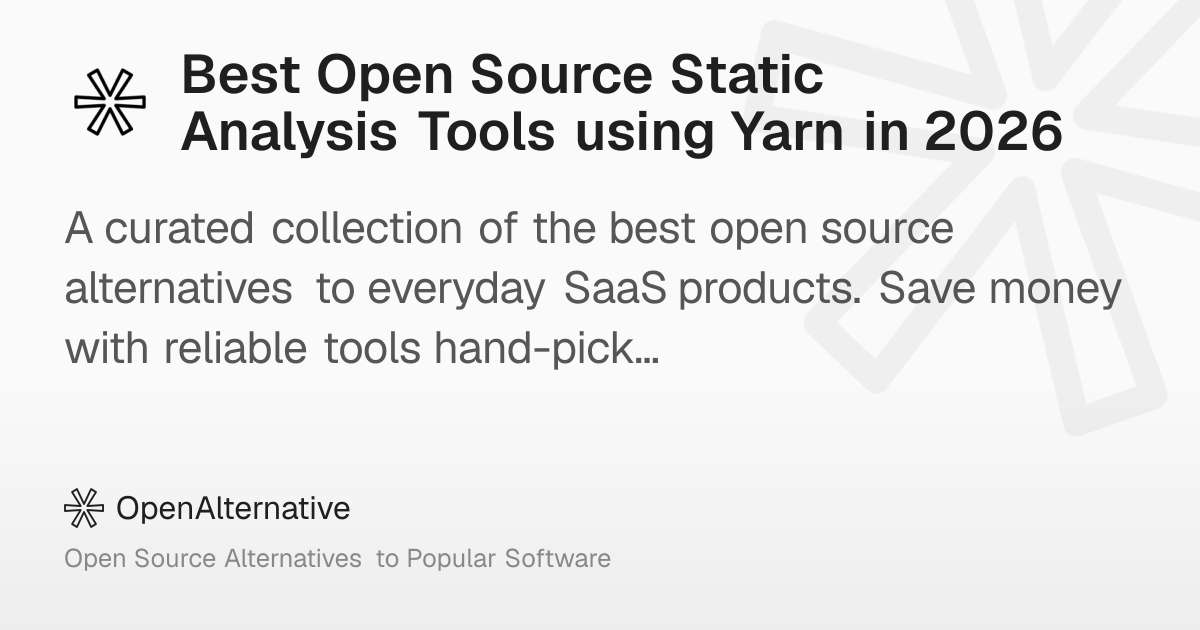 Best Open Source Static Analysis Tools using Yarn in 2026