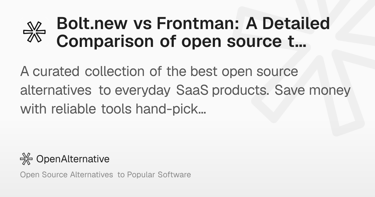 Bolt.new vs Frontman: A Detailed Comparison of open source tools in 2026