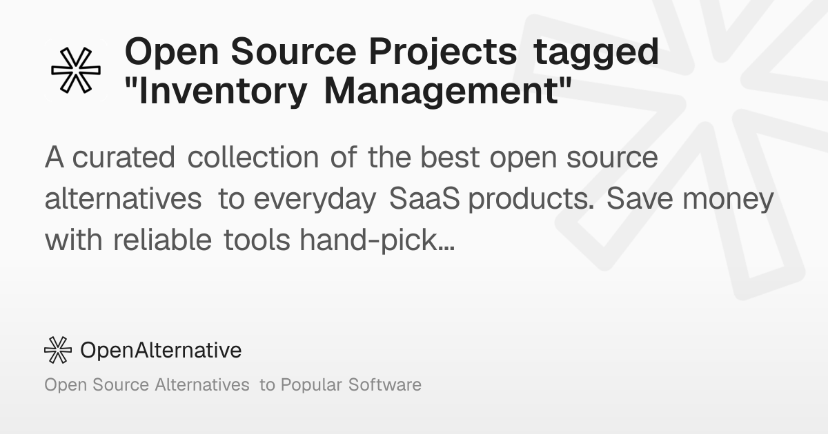 Open Source Projects tagged "Inventory Management"