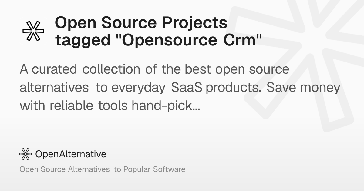 Open Source Projects tagged "Opensource Crm"