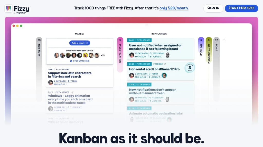 Fizzy: Open Source Alternative to Monday, Trello and ClickUp